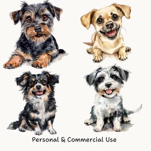 Watercolor Dog Clipart, Digital PNG Set, High Quality Puppy Images ...