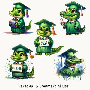 Graduation Alligator Clipart,watercolor Png,cute Graduate Alligator ...