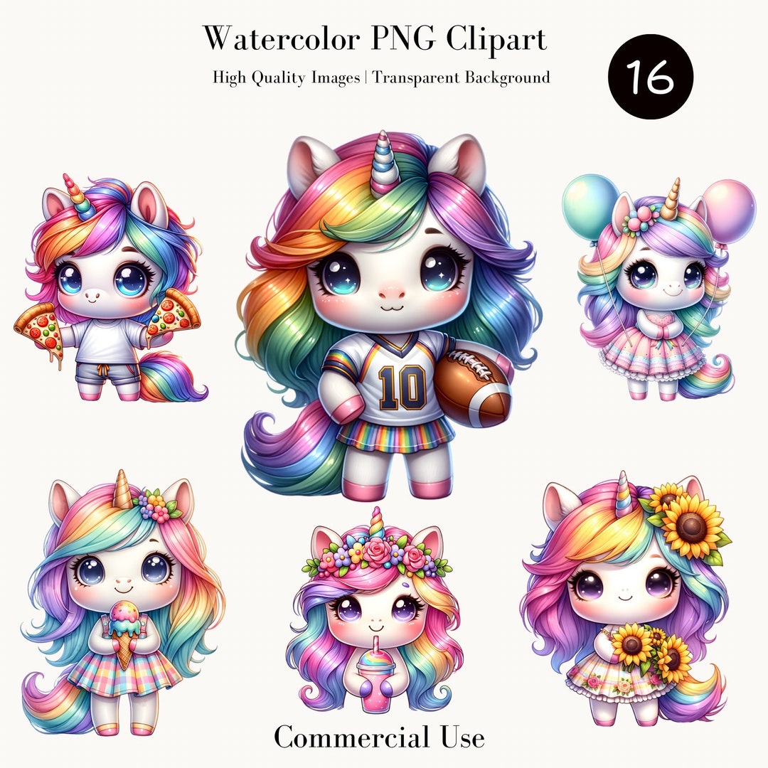 Unicorns Party Digital Clipart – Magical Fantasy Clipart, PNG Cute ...
