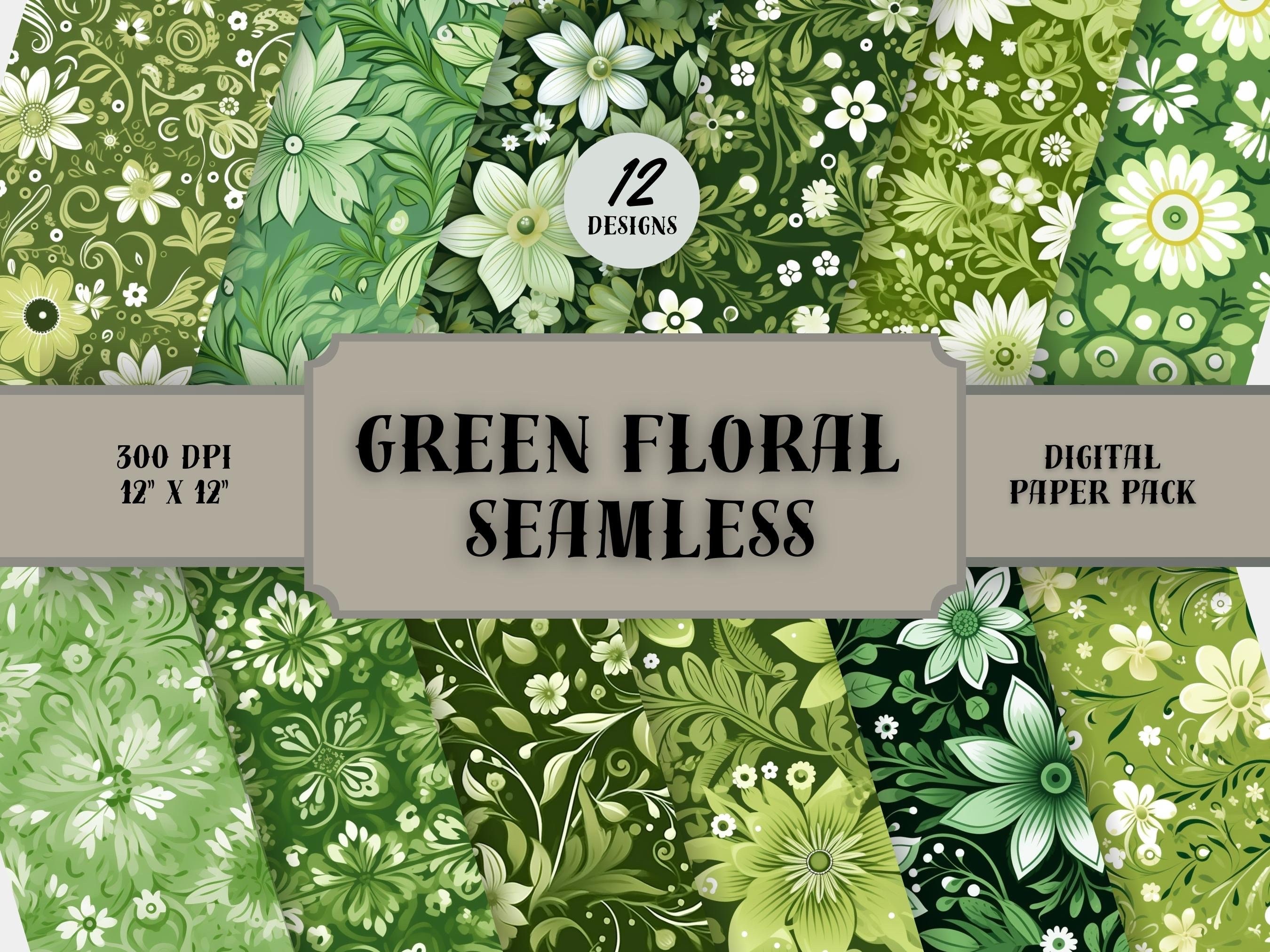 Green Floral Digital Paper SEAMLESS Green Watercolor - Etsy