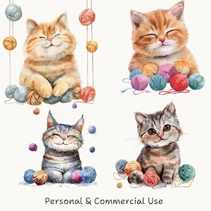 Watercolor Kitten Clipart, Cute Cat Digital Download, Printable Art ...