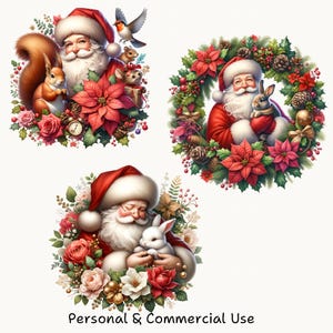 Xmas Santa Claus Clipart Bundle, Santa Claus and Reindeer Png Bundle ...