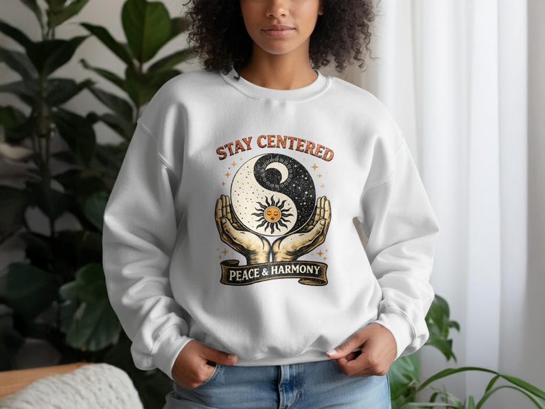 Stay Centered PNG, Yin Yang Design, Peace Harmony Image, Vintage ...