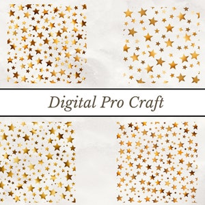 Set of 12 Golden Star Overlays - Starry Night Gold Star Patterns, PNG ...