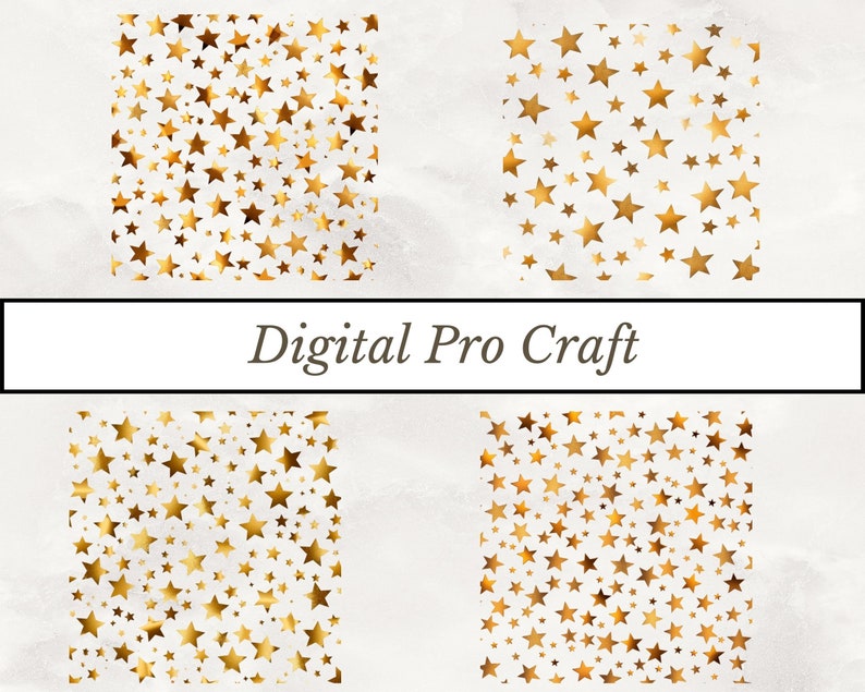 Set of 12 Golden Star Overlays - Starry Night Gold Star Patterns, PNG ...
