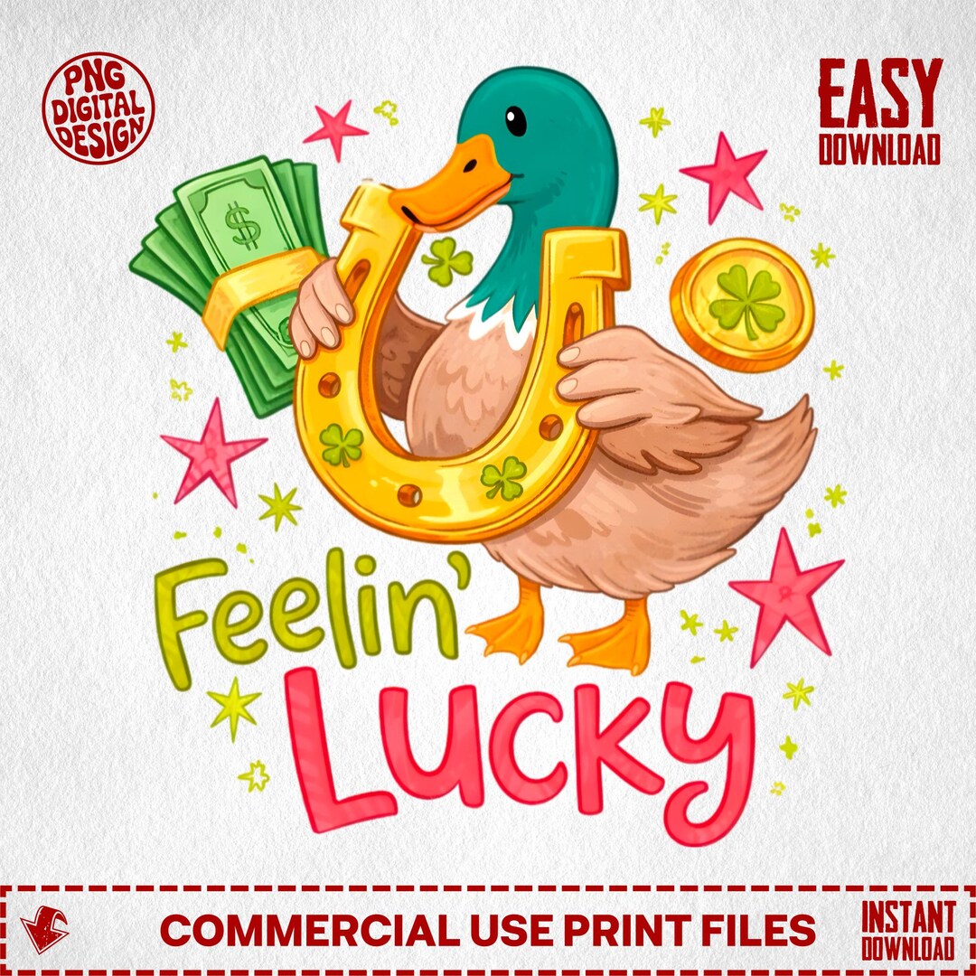 Feelin’ Lucky Duck PNG | Cute Lucky Duck Clipart | St Patrick’s Day ...