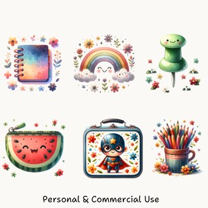 School Clipart Set Watercolour School Supplies Clipart Bundle, Back to ...