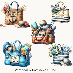 Summer Beach Bag Clipart Bundle, Beach-themed PNG Graphics for ...