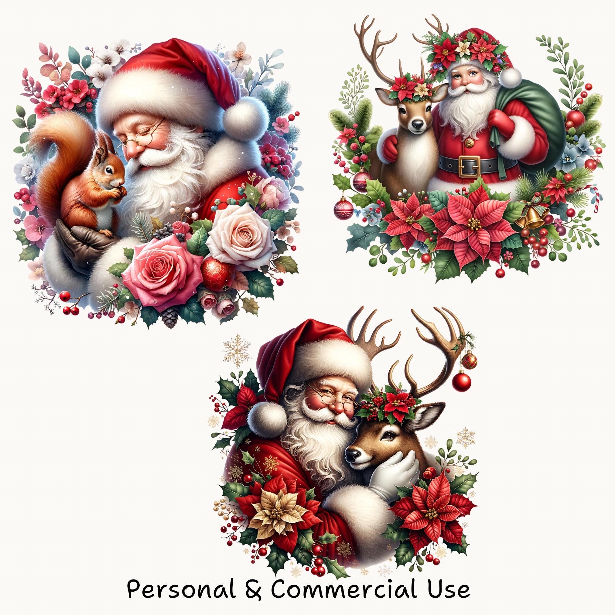 Xmas Santa Claus Clipart Bundle, Santa Claus and Reindeer Png Bundle ...