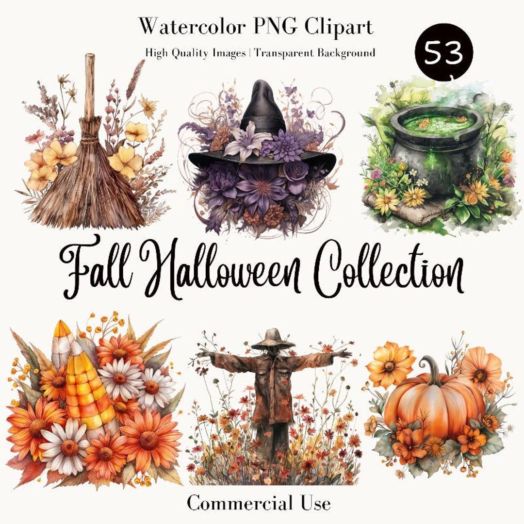 Fall Halloween Clipart PNG Collection for Sublimation Design - Instant ...