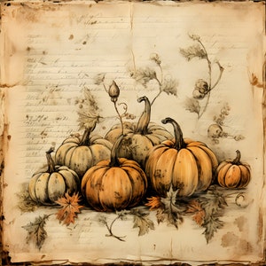 Autumn Vintage Backgrounds Digital, Fall Square Papers, Pumpkins ...