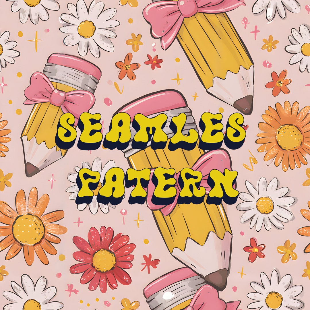 Cute Pencil Seamless Pattern, Retro Back to School Seamless File ...