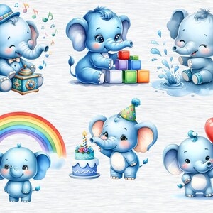 Watercolor Baby Elephant Clipart, Baby Elephant With Balloons Png, Baby ...