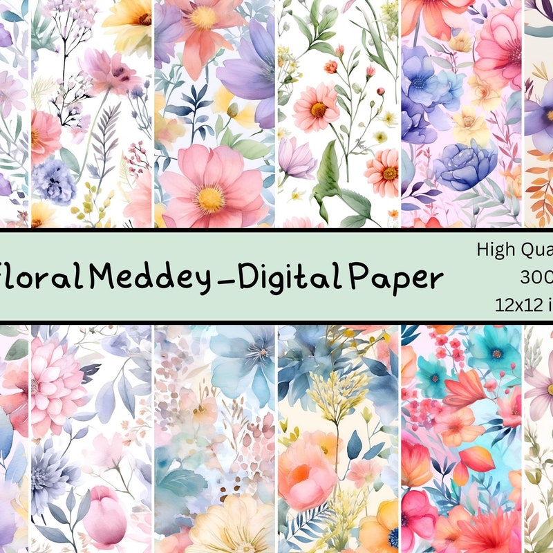 Flower Digital Paper - Etsy