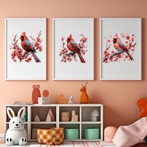 Red Cardinal Clipart, 12 High Quality PNG, Nursery Art, Digital ...