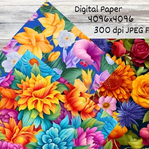 12 Summer Colorful Flowers Seamless Pattern-digital Paper-commercial ...