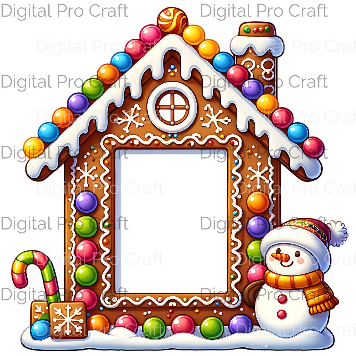 Whimsical Gingerbread House Picture Frame Clipart for Holiday Crafts ...