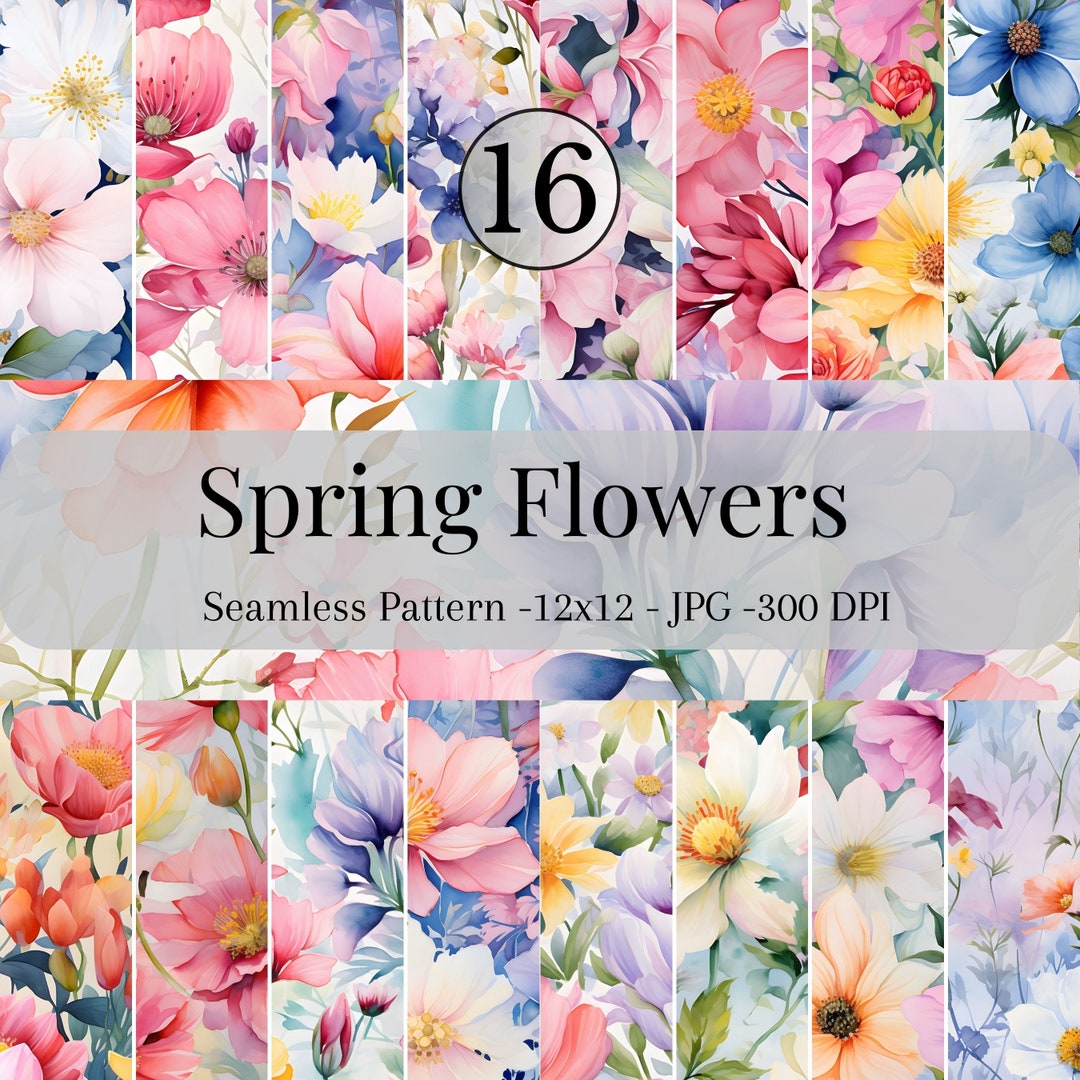 Spring Floral Digital Paper - SEAMLESS - Spring Watercolor Flower ...
