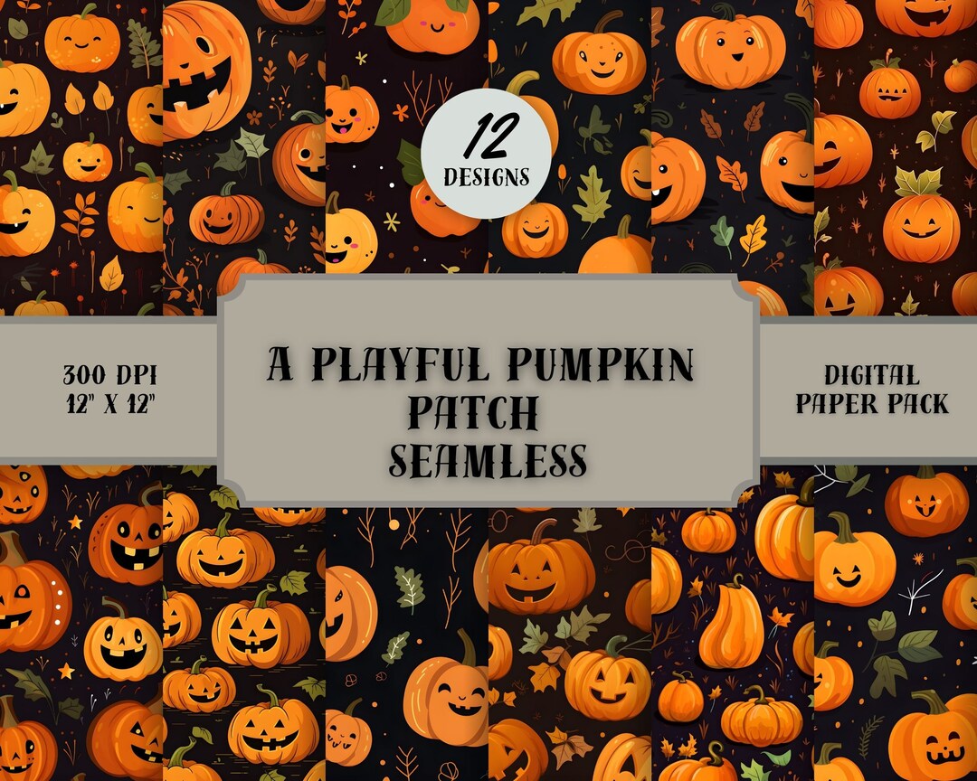 A Playful Pumpkin Patch Halloween SEAMLESS Patterns-digital - Etsy