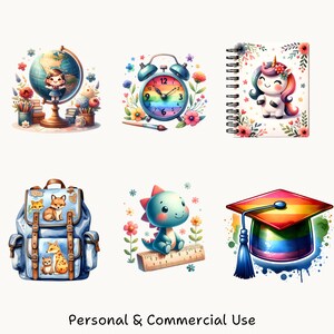 School Clipart Set Watercolour School Supplies Clipart Bundle, Back to ...