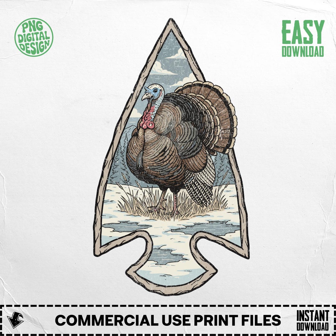Vintage Turkey Arrowhead PNG SVG, Retro Wild Turkey Clipart, Hunting ...