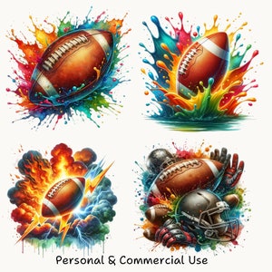 Watercolor Football Splash Fire and Water Collision Art, Digital Png ...