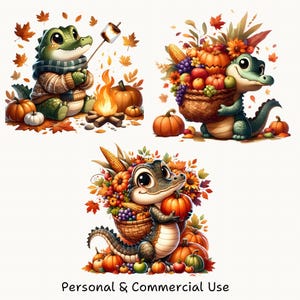 Thanksgiving Digital Clipart Set, Cute Thanksgiving Alligator Clipart ...