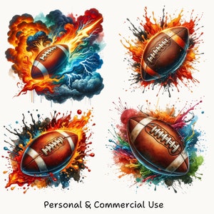 Watercolor Football Splash Fire and Water Collision Art, Digital Png ...