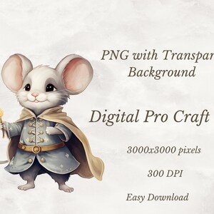 Watercolor Little Mouse Clipart - Fairytale Mice 12 PNG Digital Image ...