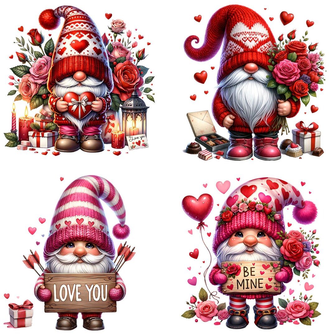 Charming Valentine Gnome PNG ,love Day Png Clipart for Card Design and ...