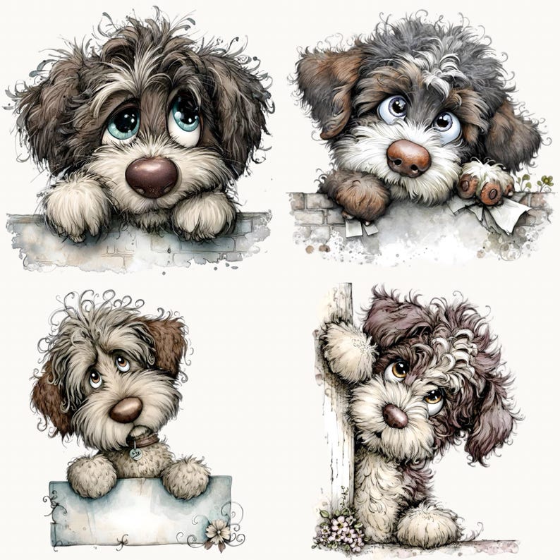 10 PNG Peeking Labradoodle Clipart, Cute Puppy Graphics, Dog Digital ...