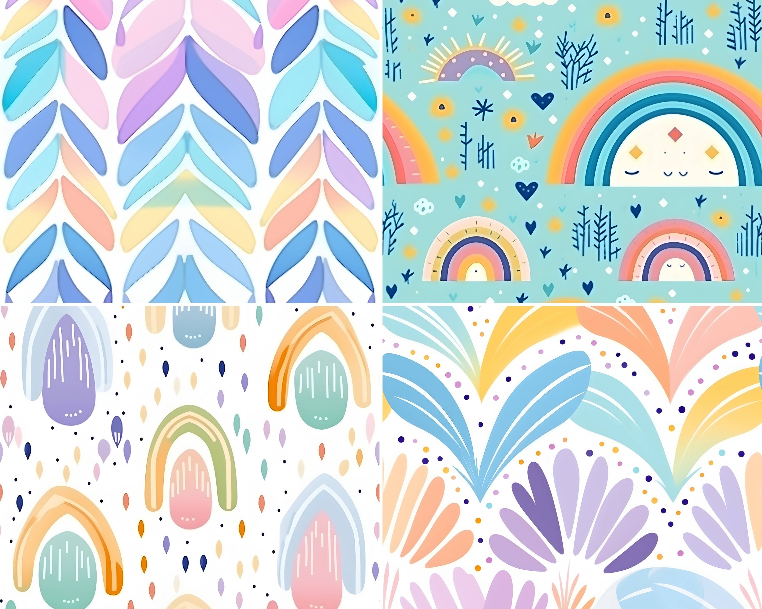 Cute Boho Rainbow : 12 Seamless Digital Papers for - Etsy