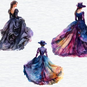 Renaissance Lady Vintage Watercolor Clipart Bundle, Transparent PNG ...