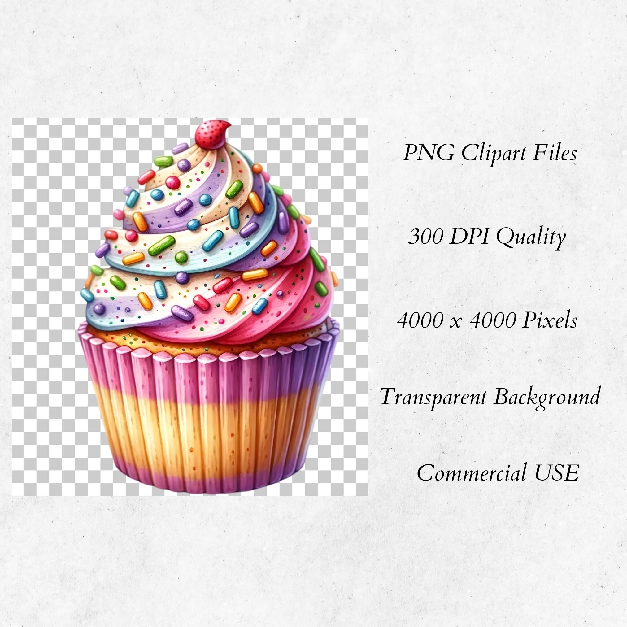 Colorful Cupcake Clipart Set, Digital Download, Sprinkles Cupcake ...