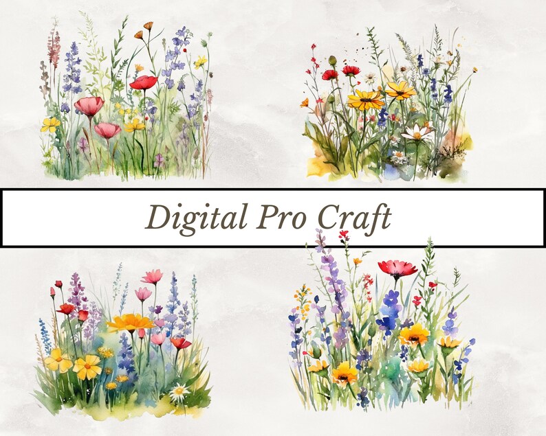 12 Wildflower Meadow Clipart Watercolor Clipartflowers - Etsy