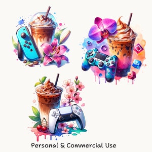 Watercolor Game Coffee Clipart Set With Digital PNG Files - Etsy