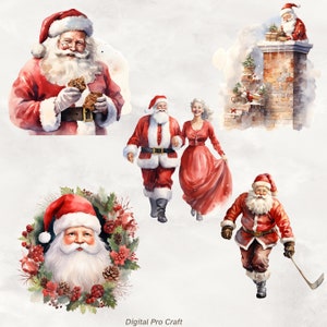 Watercolor Santa Claus Clipart, Christmas Clipart, Santa Claus PNG ...