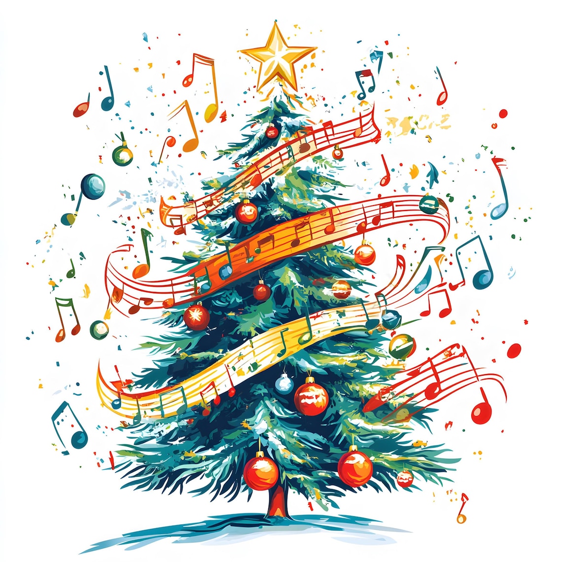 38 JPG Watercolor Christmas Music Trees Clipart, Painted Tree Clipart ...