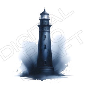 Navy Blue Lighthouse Clipart Bundle,nautical Graphics, Set of 5,high ...