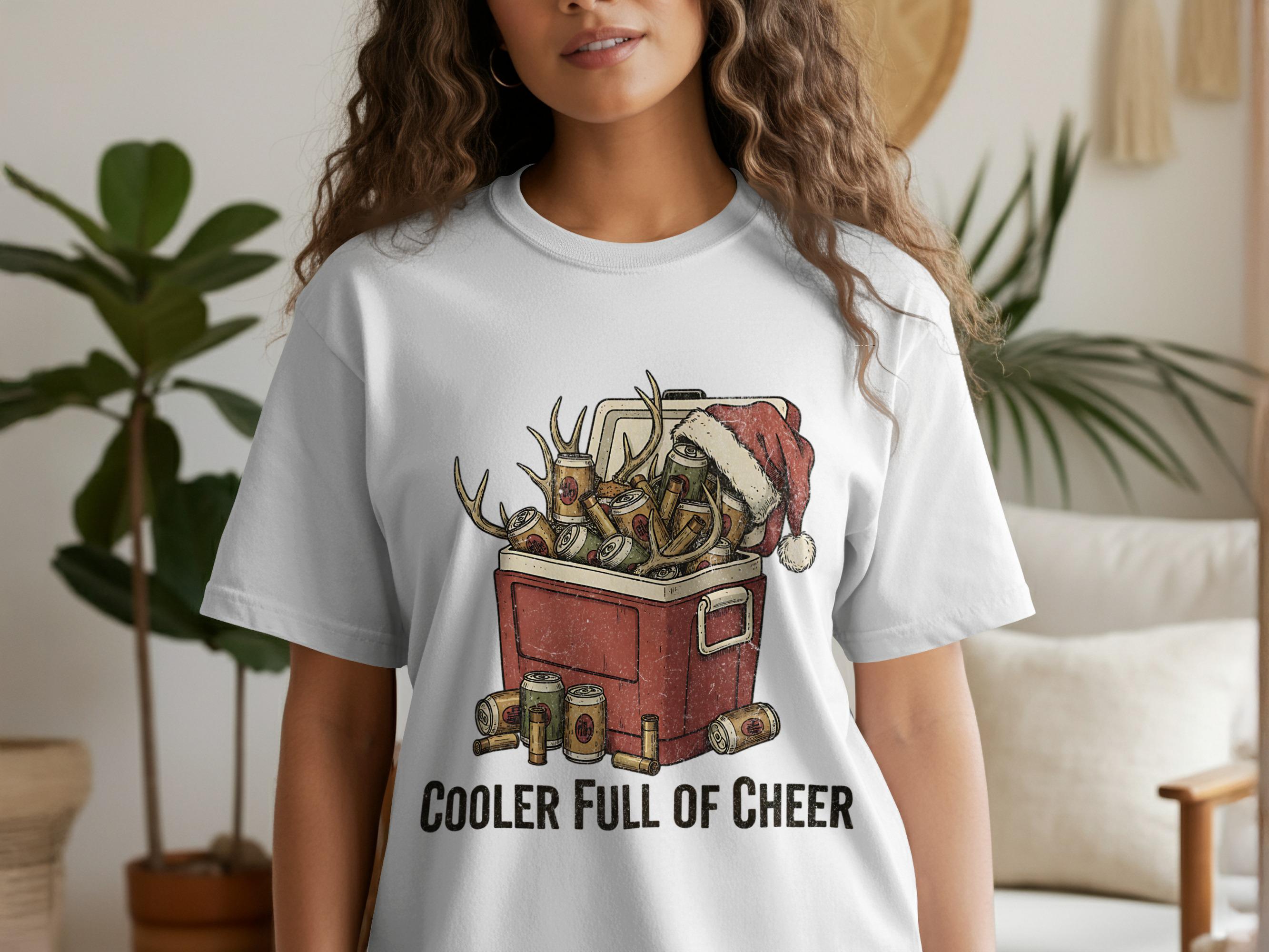 Vintage Hunting Png, Cooler Full of Cheer, Christmas Santa Hat, Deer ...
