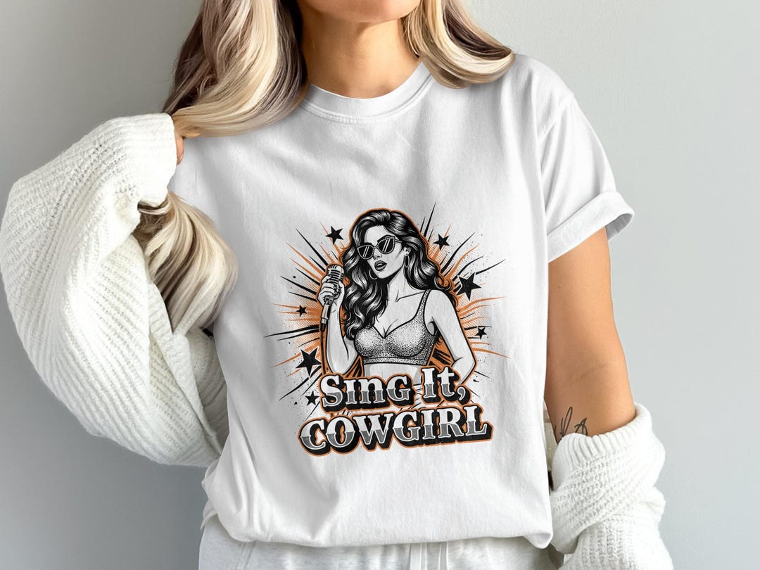 Cowgirl Singer Clipart, Country Music PNG, Retro Cowgirl Illustration ...