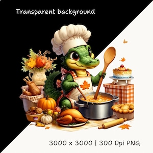 Thanksgiving Digital Clipart Set, Cute Thanksgiving Alligator Clipart ...