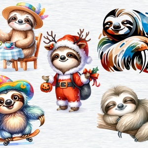 Cute Sloth Clipart | Clipart Bundle | 15 PNG High-quality Images ...