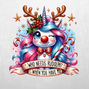 Christmas Unicorn Clipart, Reindeer Antlers, Cute Unicorn, Christmas ...