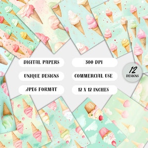 Sweet Scoops: Ice Cream Delight - Pastel Seamless Digital Paper ...