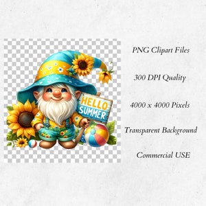 Summer Gnome Clipart Bundle, Beach Garden Gnomes, Surfing Gnomes ...