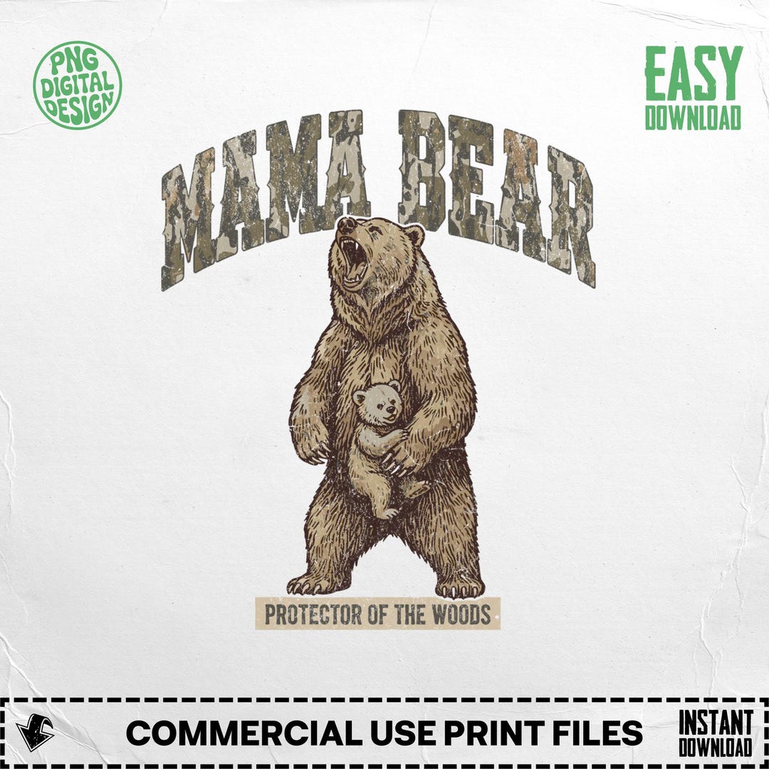 Mama Bear Clipart Png Svg, Mom and Baby Bear, Protector of Woods ...