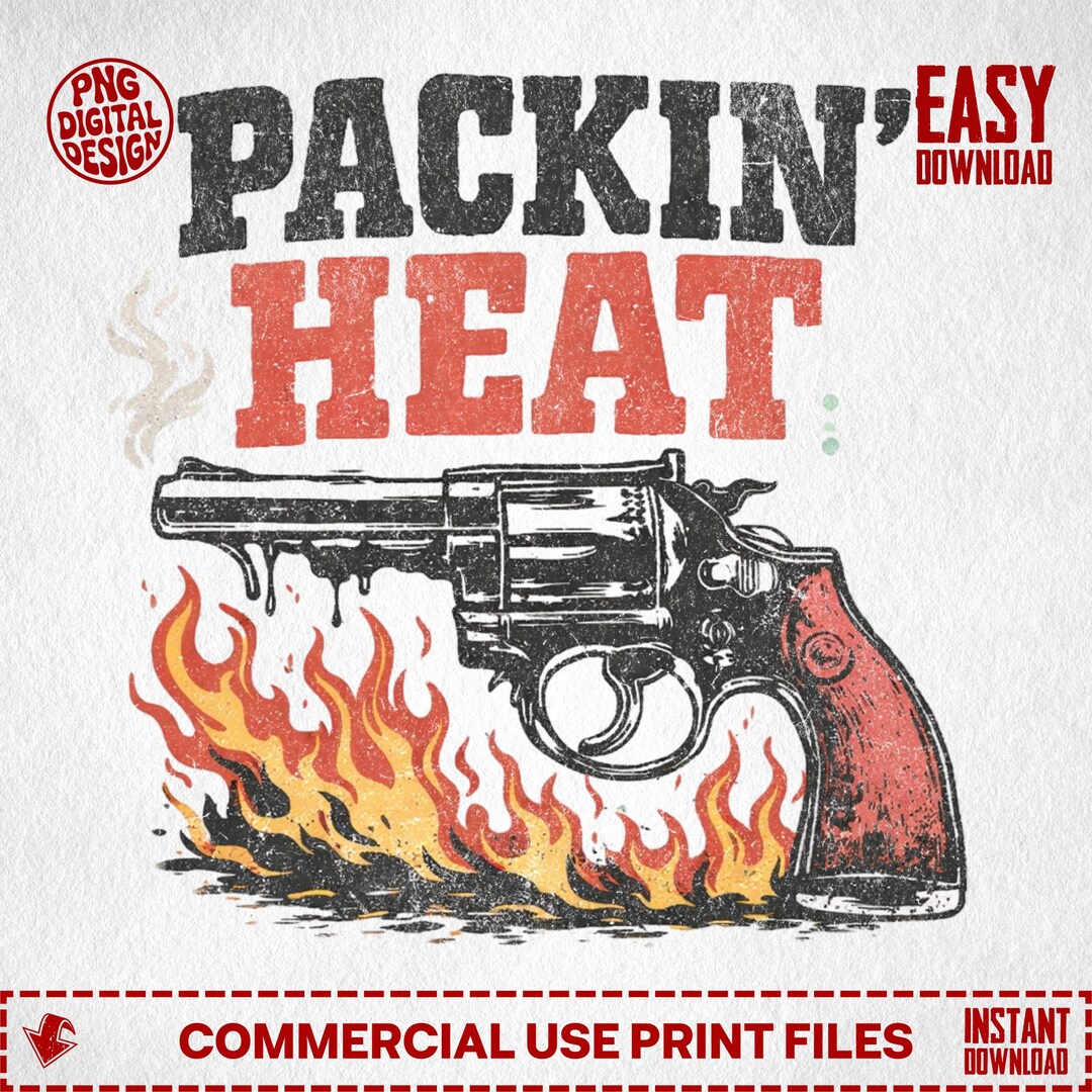 Packin Heat Vintage PNG, Trendy Sublimation Design, Distressed DTF ...