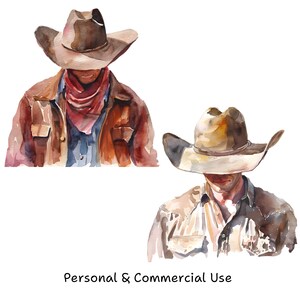 Watercolor Cowboy Clipart, Western Cowboy Hat Illustration, Digital ...