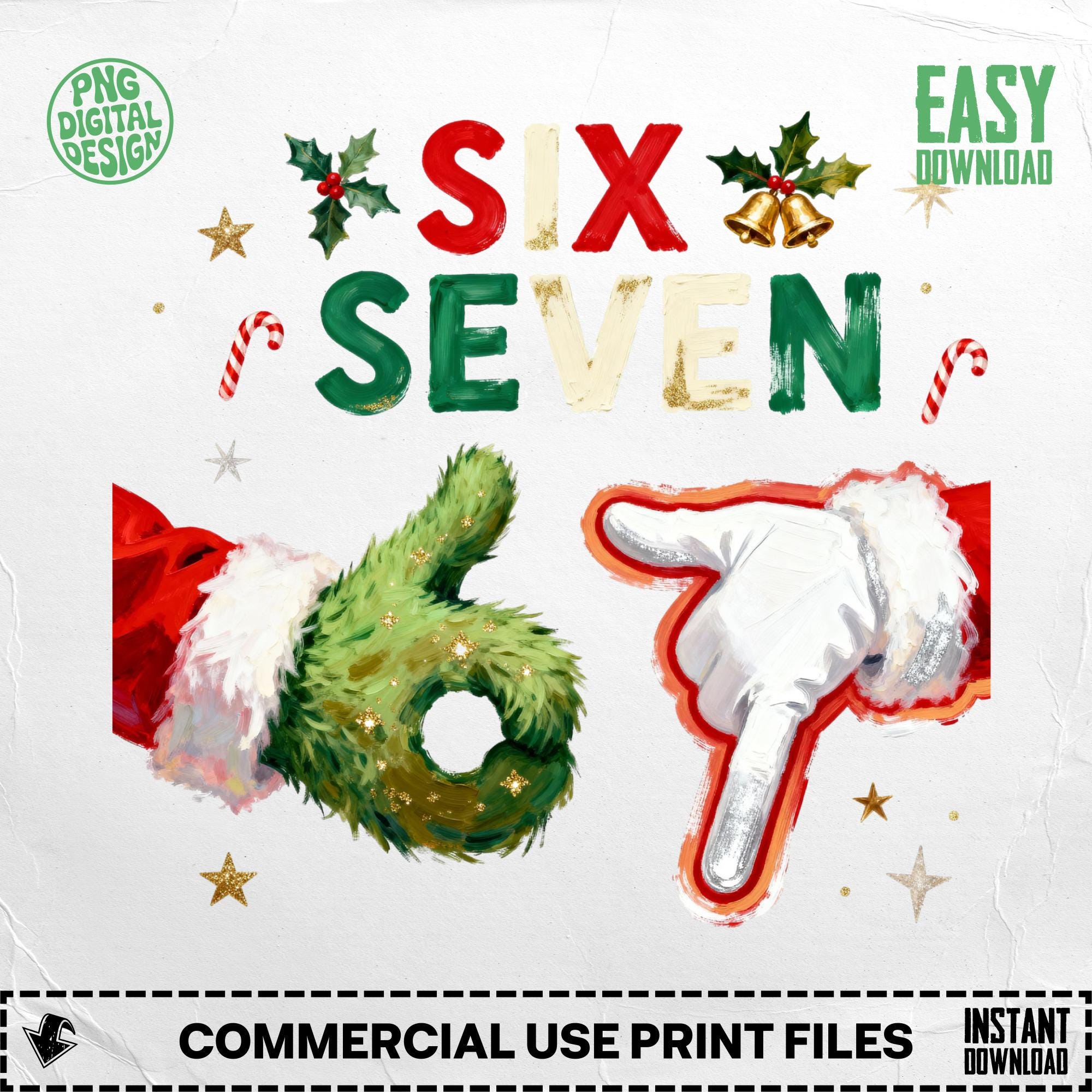 Six Seven Png Christmas Design, Santa Grinch Hand Png, Holiday Digital ...